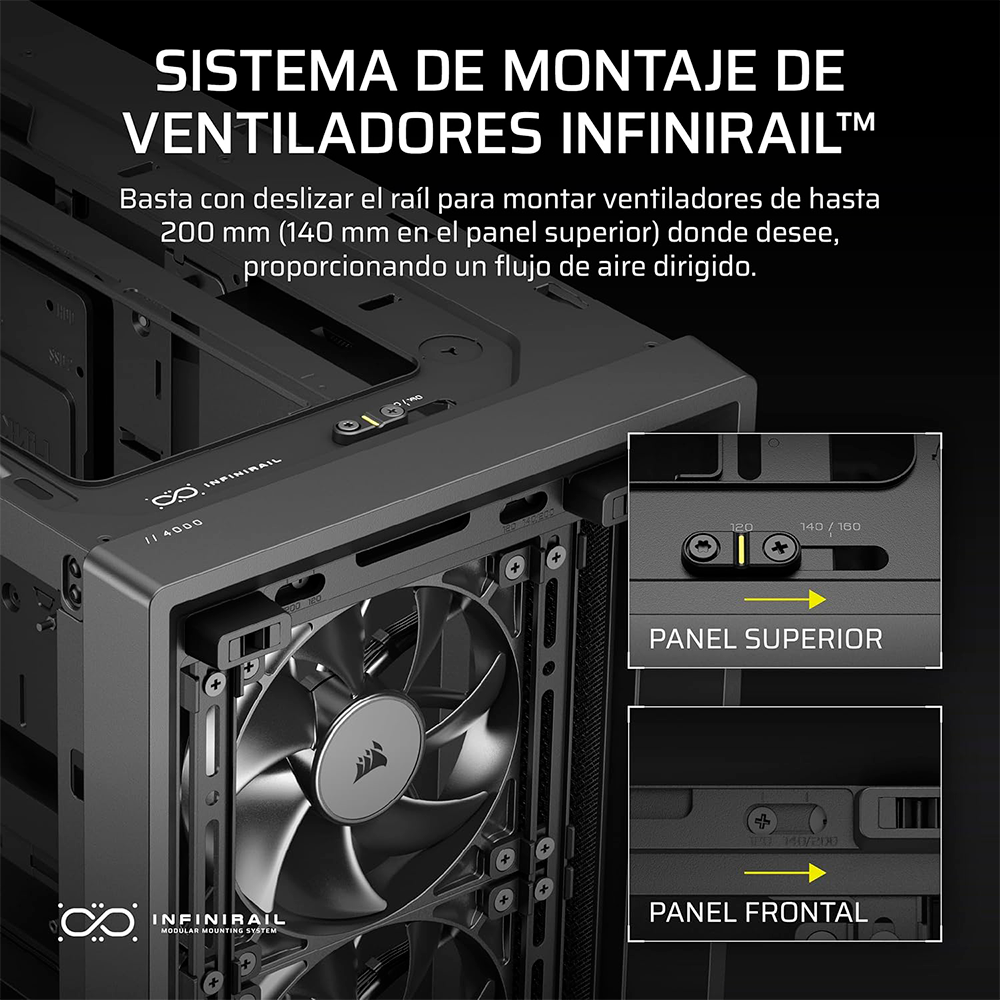 Gabinete Corsair 4000D RS, Midi-Tower, ATX/EATX/Micro-ATX/Mini-ITX, USB ...